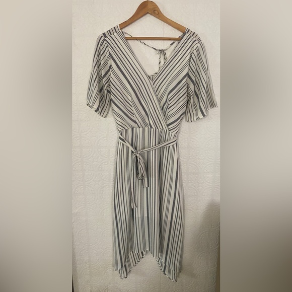 Maurices | Dresses | Maurices Black White Striped Midi Shark Bite Faux ...
